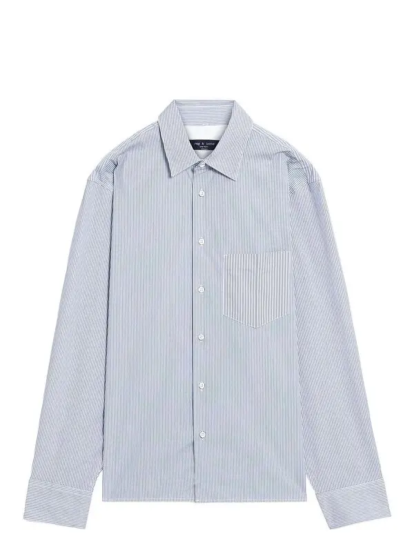Rag & Bone Dalton Striped Cottonblend Poplin Shirt - Blue