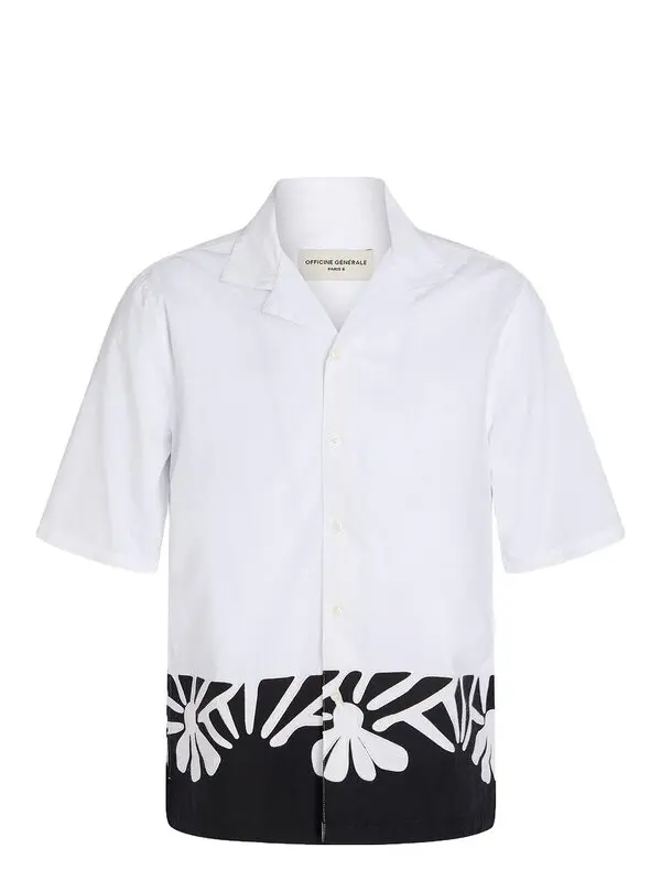 Officine Générale Eren Embroidered Twotone Cottonpoplin Shirt - White