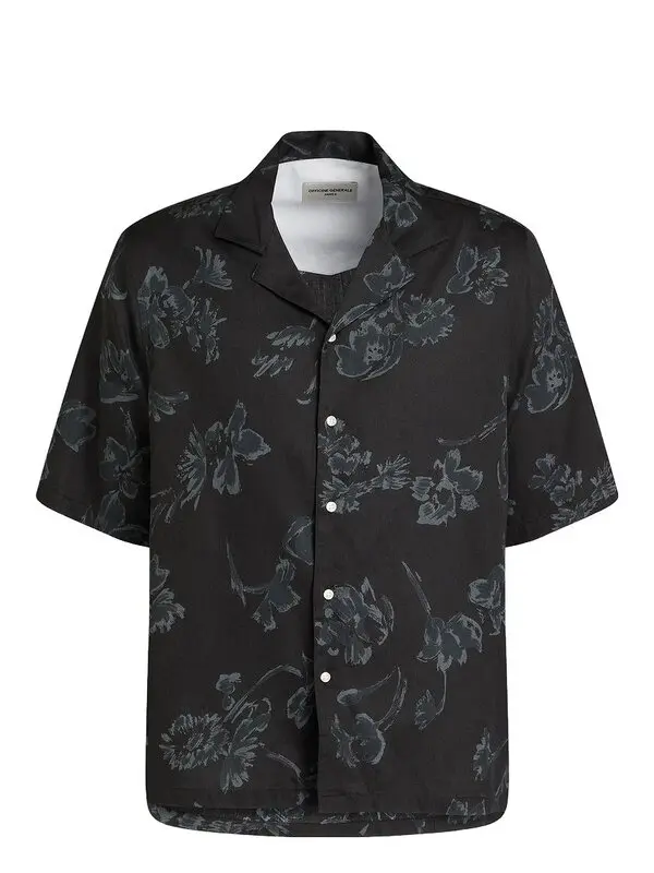 Officine Générale Eren Floralprint Cottontwill Shirt - Black