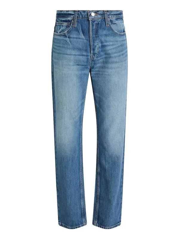 FRAME Straight Faded Denim Jeans - Mid Denim