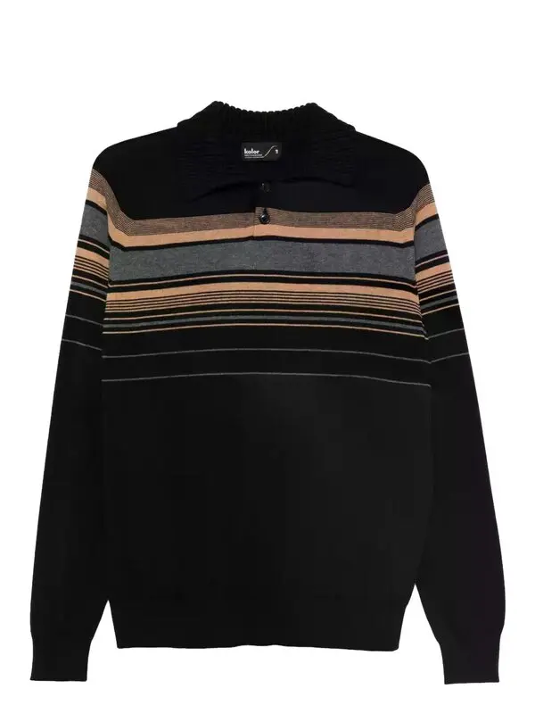 Kolor Striped Polo Shirt - Black