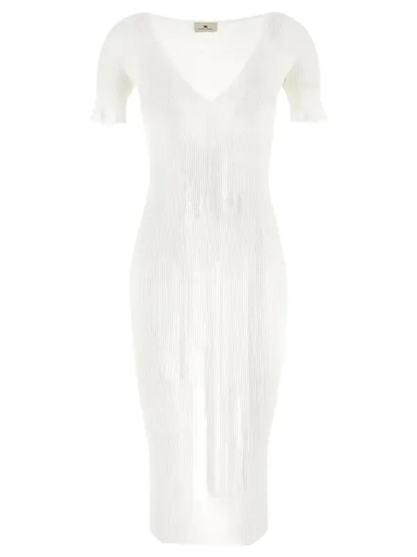 Elisabetta Franchi Ribbed-knit Midi Dress - White