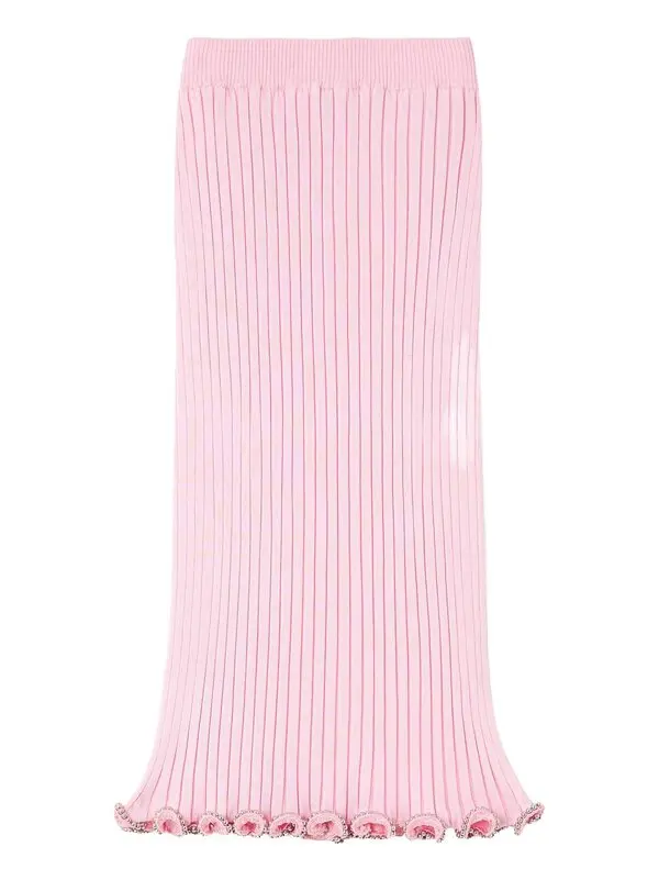 JIL SANDER Ribbed-knit Midi Skirt With Bead Embellishment - Pink