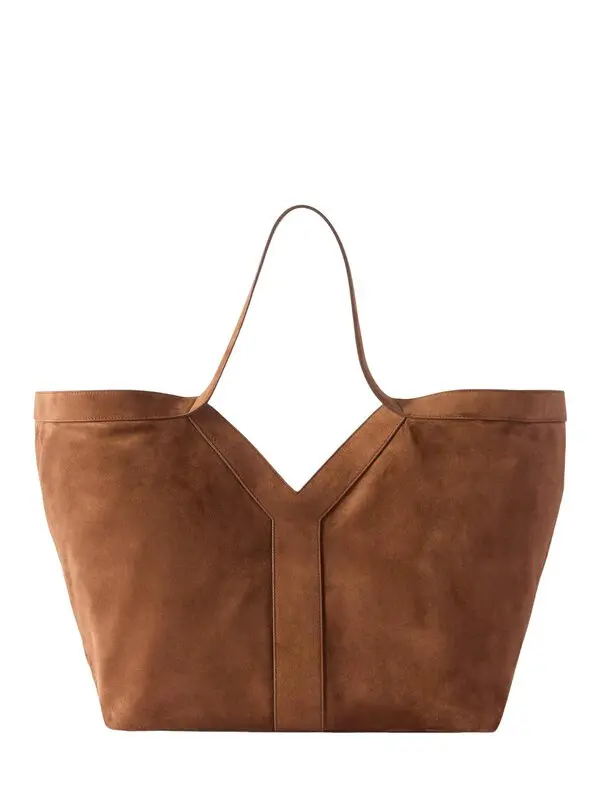 Saint Laurent Y Suede Tote - Brown