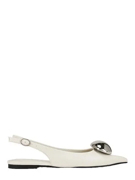 Jeffrey Campbell Tactful Pointed Toe Flats - Ivory Crinkle Silver