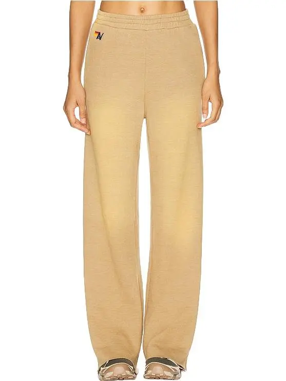 Aviator Nation Essential Wide Leg Pocket Sweatpant - Faded Tan