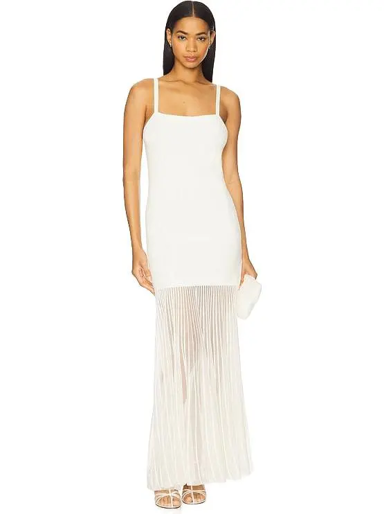 NICHOLAS Lyra Milano Stitch Midi Dress - Ivory