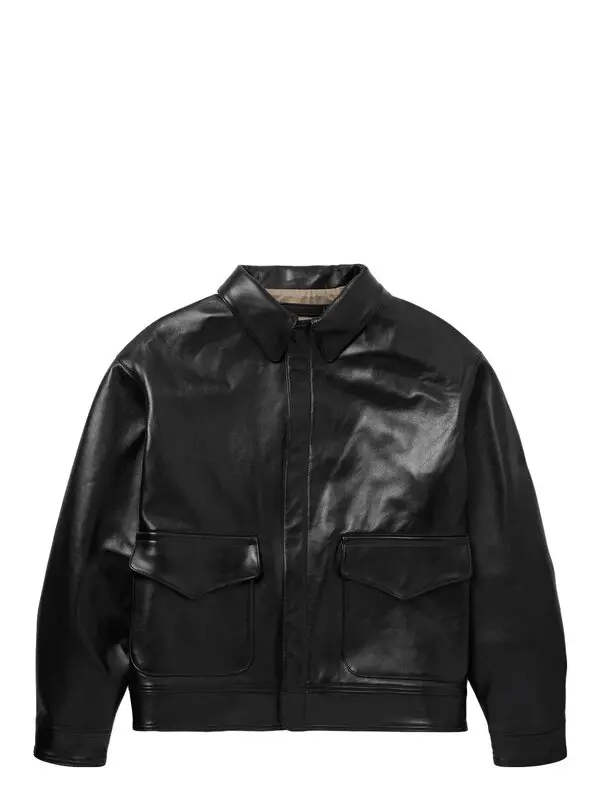 A.PRESSE Type A-2 Leather Jacket - Black