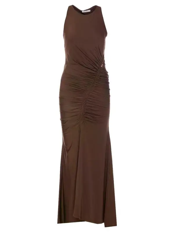 Patrizia Pepe Ruched Maxi Dress - Brown