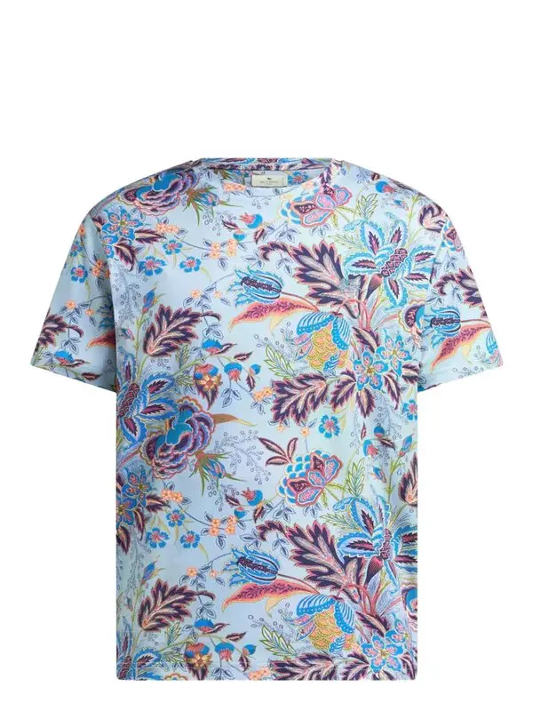 Etro Floral-print T-shirt - Blue