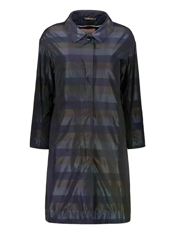 MOORER Striped Trench Coat - Blue