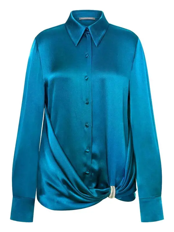 Alberta Ferretti Draped Satin Blouse - Blue