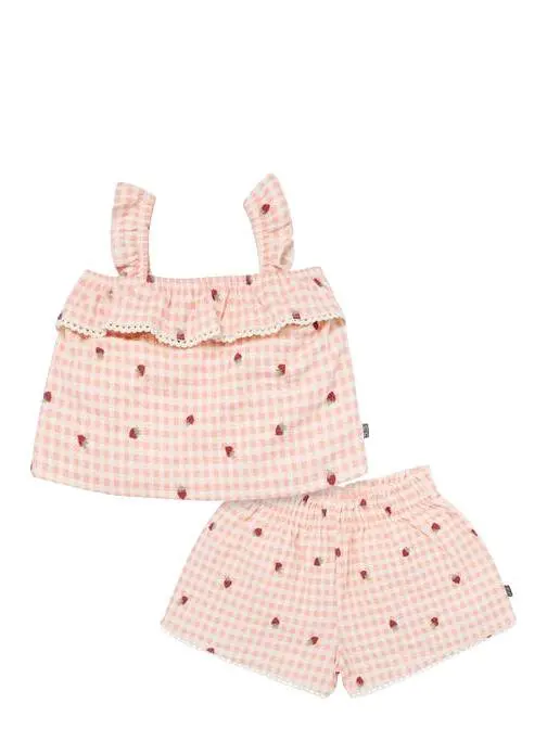 MODERN MOMENTS™ BY GERBER Top And Shorts Set - Rose Strawberry Gingham