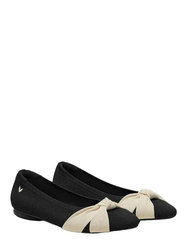 Vivaia Toe Knotted Flats - Black Cream Ivory