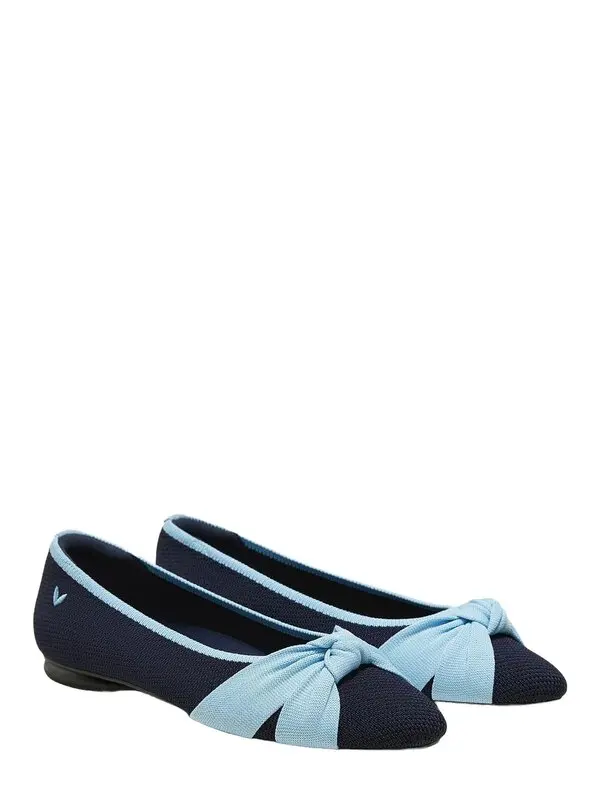 Vivaia Toe Knotted Flats - Navy Ice Blue