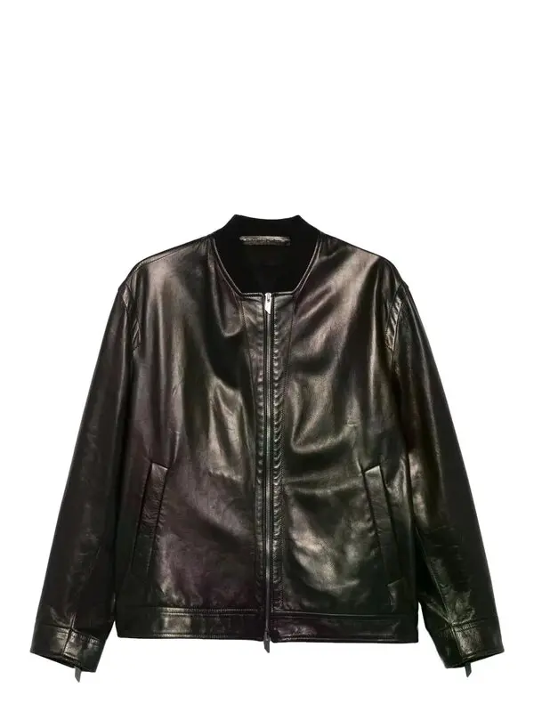 SALVATORE SANTORO Leather Bomber Jacket - Black