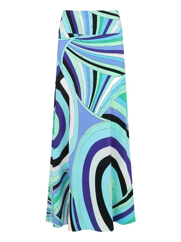 Emilio Pucci Abstract-print Skirt - Blue