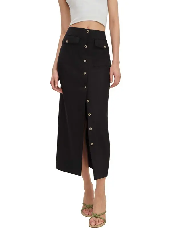 REFORMATION Britt Linen Maxi Skirt - Black