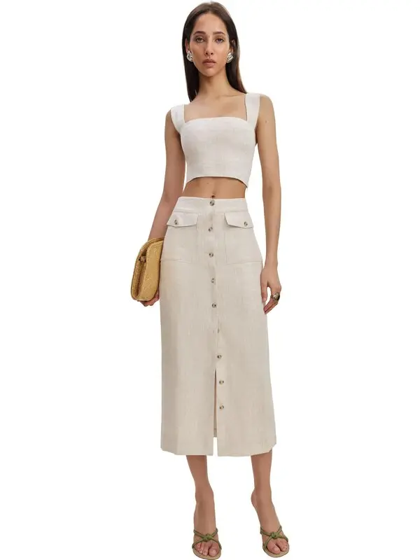 REFORMATION Britt Linen Maxi Skirt - Natural