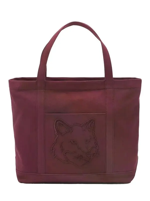 Maison Kitsuné Large Fox Head-embroidered Tote Bag - Red