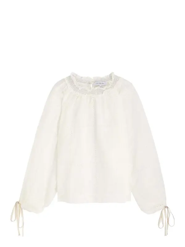 Lug Von Siga Mini Embroidered Semi-sheer Satin Blouse - Off White
