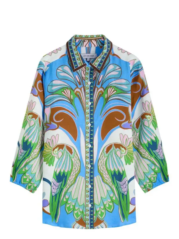 Lug Von Siga Franzie Printed Linen Shirt - Blue