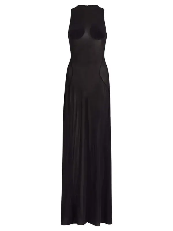 Jean Paul Gaultier Semi-sheer Stretch-jersey Maxi Dress - Black