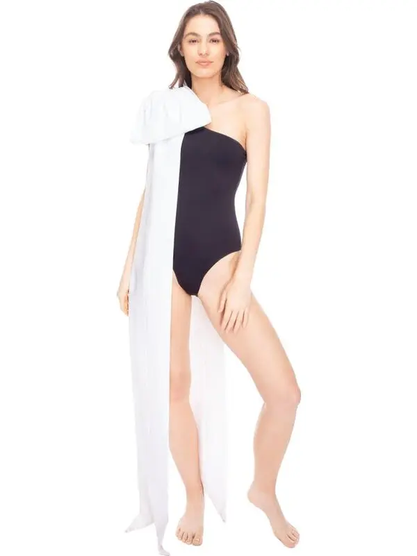 TABACARU Milly One-piece Swimsuit - Black With White Bow