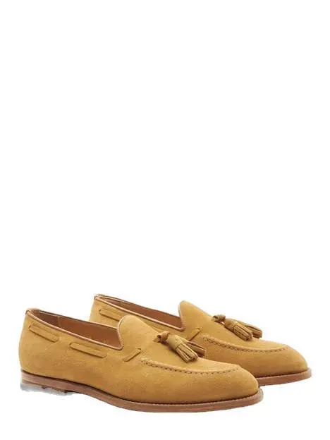 SCAROSSO William Tassel Loafers - Beige - Suede