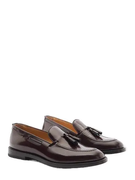 SCAROSSO William Tassel Loafers - Burgundy - Polished Calf