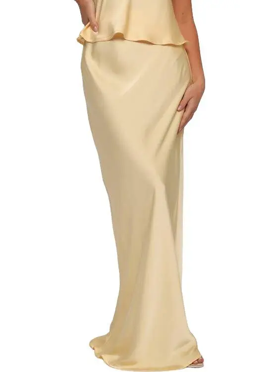 PETAL & PUP Velman Satin Maxi Skirt - Lemon