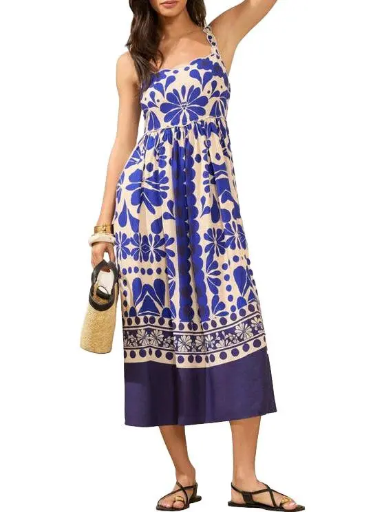 LIPSY Print Scallop Trim Sleeveless Maxi Dress - Blue