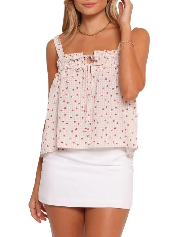PETAL & PUP Renata Floral Gingham Tank - Red Floral