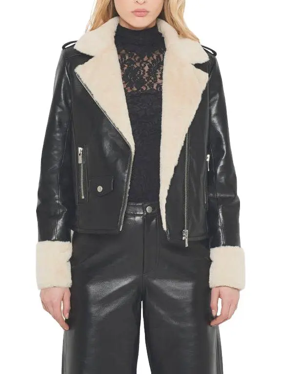 AS By DF Sydney Recycled Leather Moto Jacket - Black