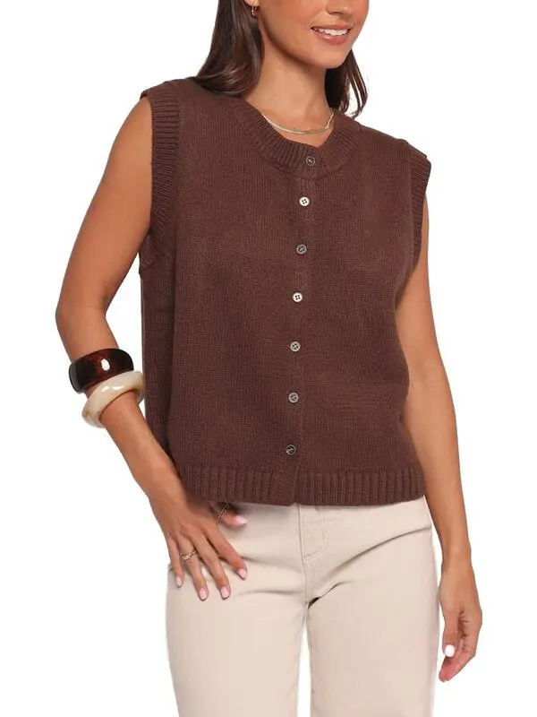 PETAL & PUP Knit Sweater Vest - Dark Chocolate