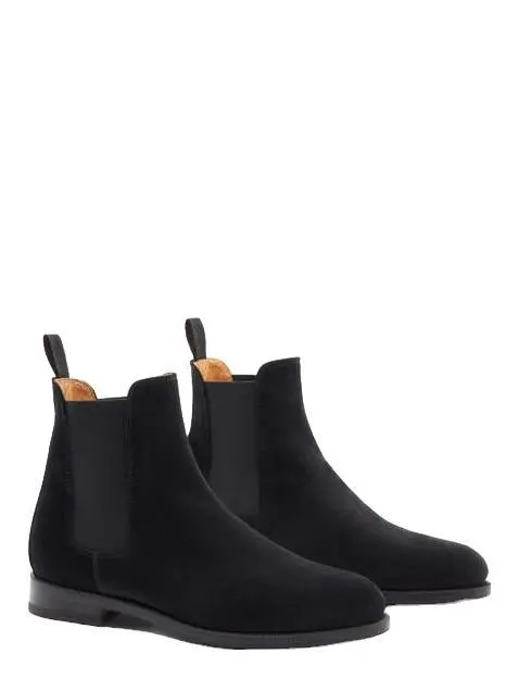 SCAROSSO Elena Chelsea Boots - Black - Suede