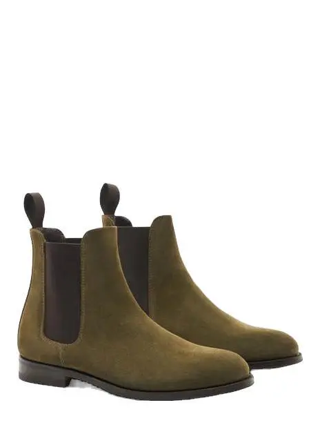SCAROSSO Elena Chelsea Boots - Dark Green - Suede