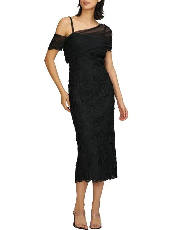 Js Collections Addilyn Soutache Mesh Cold-shoulder Cocktail Dress - Black