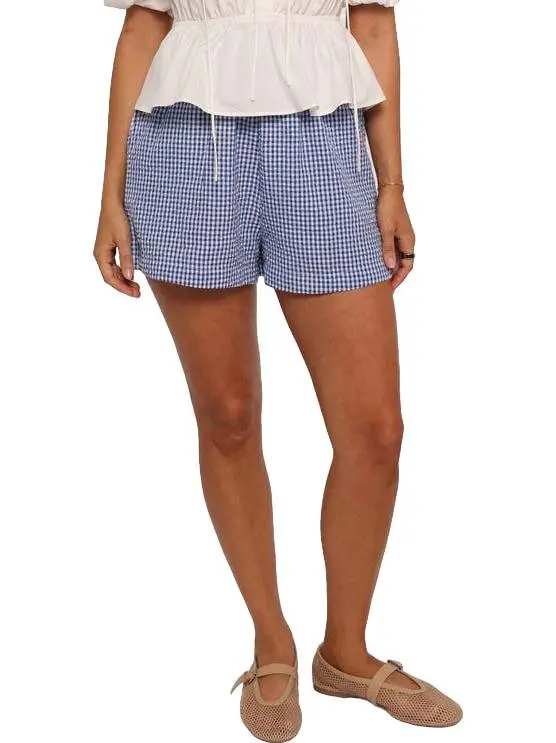 PETAL & PUP Libby Gingham Shorts - Navy Gingham