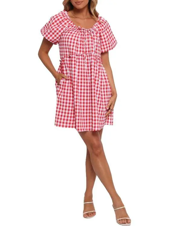 PETAL & PUP Dorthea Gingham Minidress - Red