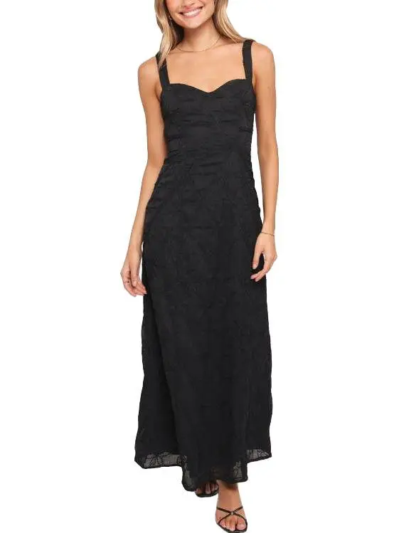 PETAL & PUP Beryl Floral Embroidered Maxi Sundress - Black