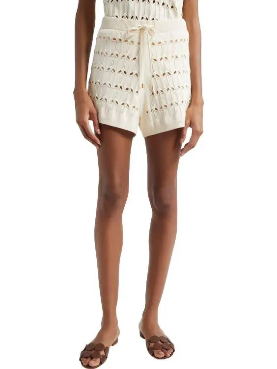 Zimmermann Rhiannon Pointelle Knit Shorts - Cream