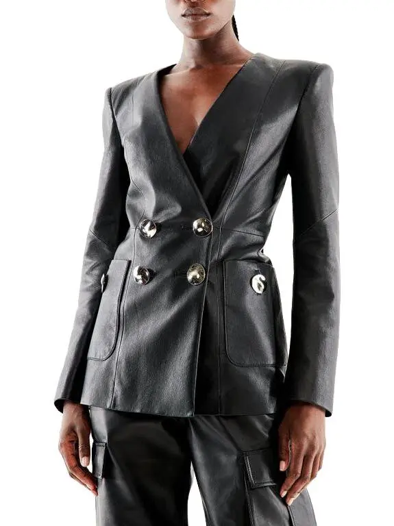 AS By DF Claude Recycled Leather Blazer - Black