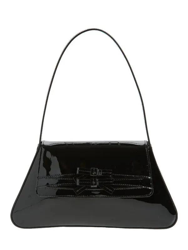 REFORMATION Noreen Patent Leather Shoulder Bag - Black Patent