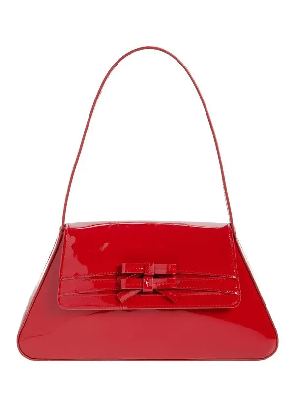 REFORMATION Noreen Patent Leather Shoulder Bag - Scarlet Patent