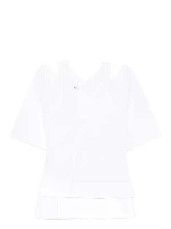 Goen.j Dual-layer Short-sleeve Top - White