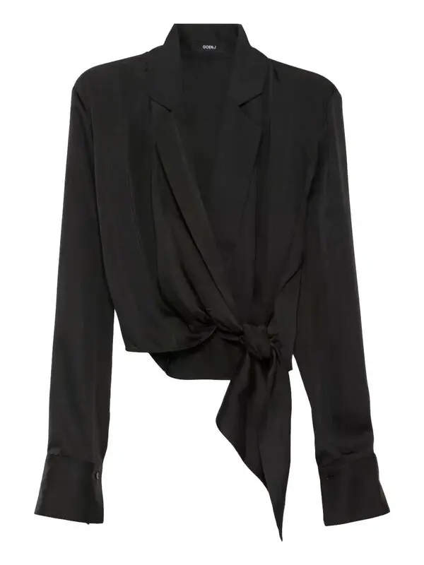 Goen.j Shawl Lapel Blouse - Black