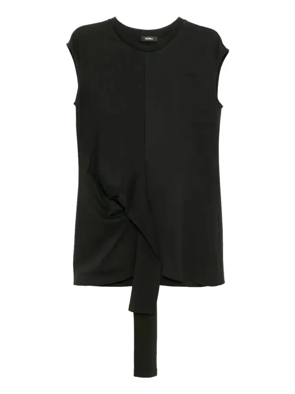 Goen.j Asymmetric Draped Tank Top - Black