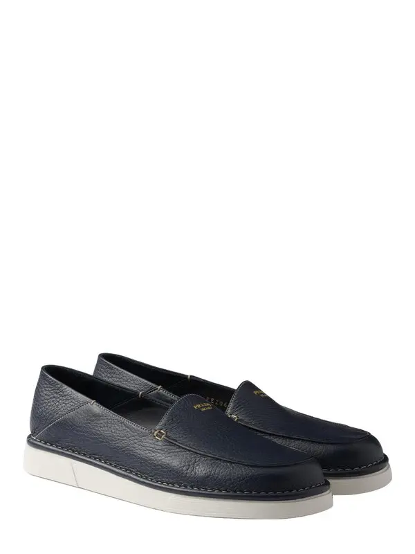Prada Leather Slip-ons - Baltic Blue