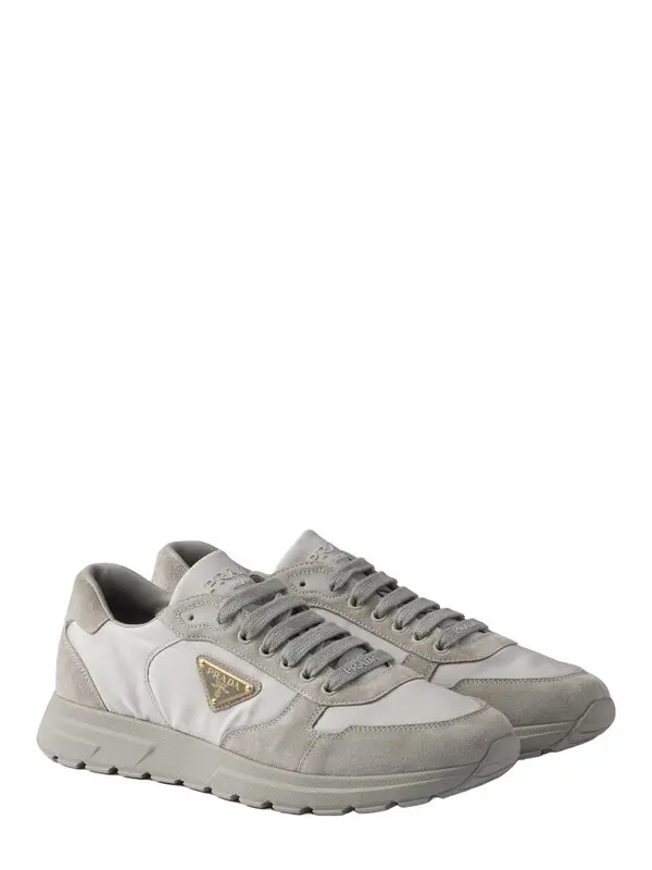 Prada Prax 2.0 Re-nylon And Suede Sneakers - Cloudy Gray
